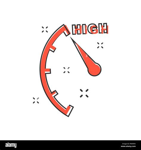 Cartoon High Level Icon In Comic Style Speedometer Tachometer Sign