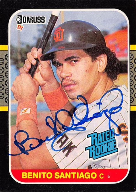 Benito Santiago Autographed Baseball Card San Diego Padres 1987