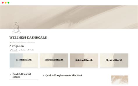 Wellness Dashboard Template Notion Marketplace