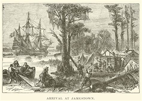 Arrival At Jamestown Engraving Historynet