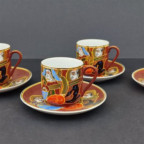 Satsuma Porcelain Tea Set Geisha Lithophane Mid Century Japan Free