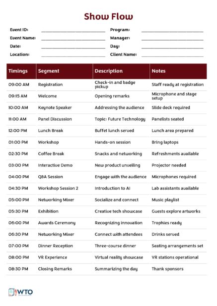 10 Free Event Show Flow Templates Word Excel