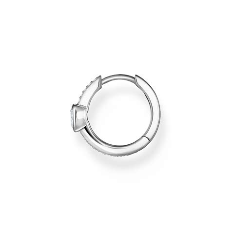 Thomas Sabo Single Hoop Earring With Heart And Clear Stones Thomas Sabo