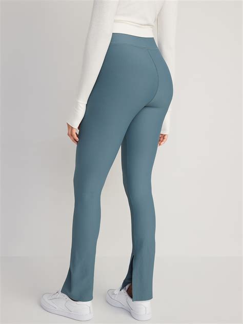 Extra High Waisted PowerSoft Rib Knit Flare Leggings For Women Old Navy
