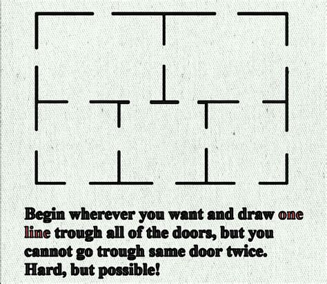 Combinatorics Draw A Line Through All Doors Puzzling Stack Exchange