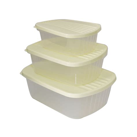 3 Piece Clear Rectangular Plastic Storage Container Set Af502065