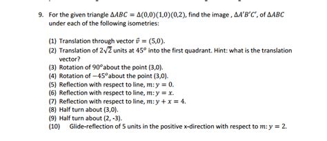 Solved For The Given Triangle Delta Abc Delta 0 0 1