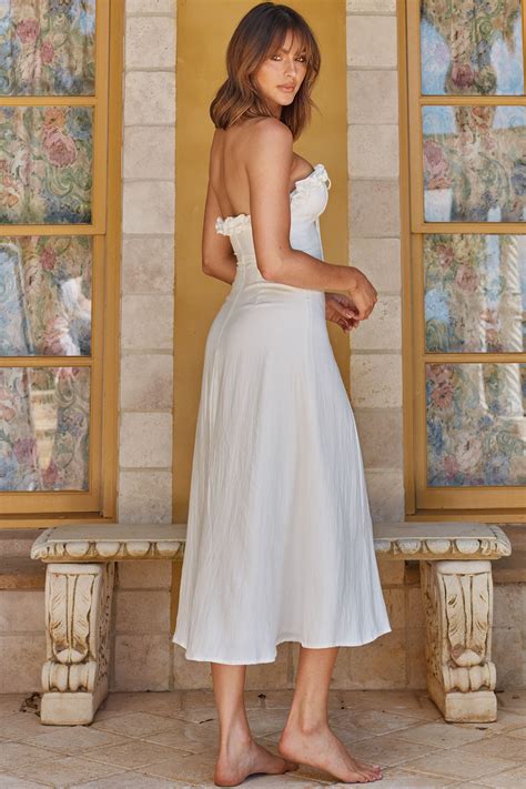 Shop The Under The Sun Tied Bust Midi Dress White