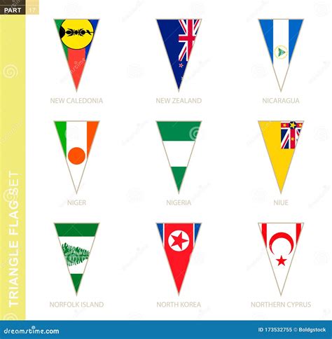 Triangle Flag Set Stylized Country Flags Stock Vector Illustration