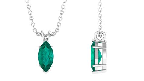 34 Ct Marquise Cut Emerald Solitaire Drop Pendant Necklace Drop