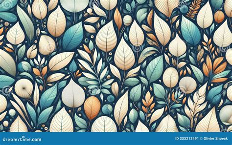 Botanical Leaves Patern Vector Background Stock Illustration