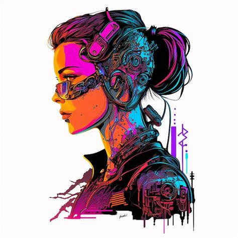 Un Arte Digital De Una Chica Cyberpunk Con Un Look Futurista Foto