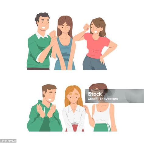 슬픈 친구를 위로하는 젊은이들 공감 연민 우정 개념 만화 벡터 일러스트 레이 션 감정에 대한 스톡 벡터 아트 및 기타 이미지