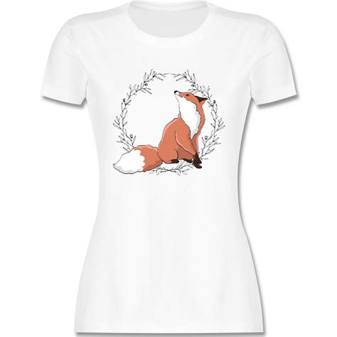 Shirtracer T Shirt Fuchs Mit Blumenkranz Damen Premium T Shirt