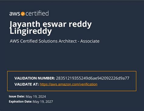 Jayanth Eswar Reddy On Linkedin Happy To Share That Ive Obtained Aws