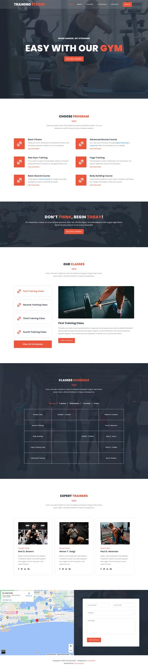Training Studio Free Bootstrap Fitness HTML CSS Template