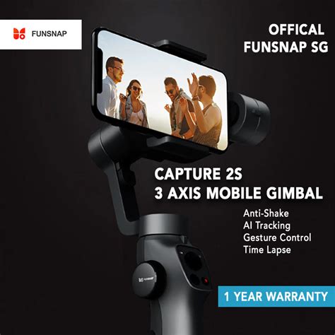 Funsnap Capture 2S 3-Axis Mobile Gimbal Stabiliser AI Tracking Gesture ...