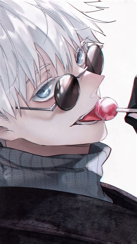 Satoru Gojo Jujutsu Kaisen Anime Lollipop Sunglasses Hd Phone