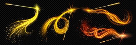 Varita Mágica Con Hechizo De Mago Brillo Vector De Luz Mago Efecto De Rastro De Brillo De Hadas