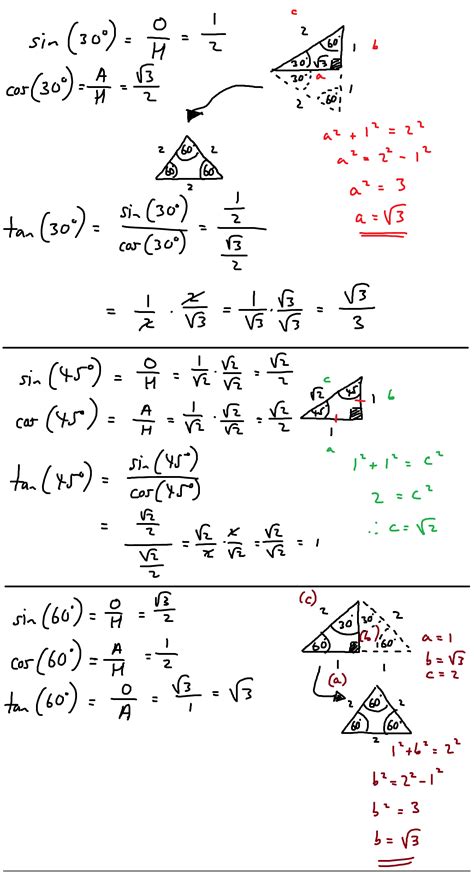 30 45 And 60 Degree Triangles Soh Cah Toa Basic Math Skills Maths