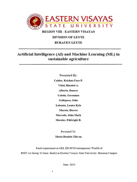Ai And Machine Learning For Sustainable Agriculture Docx 2 Pdf Agriculture Machine Learning
