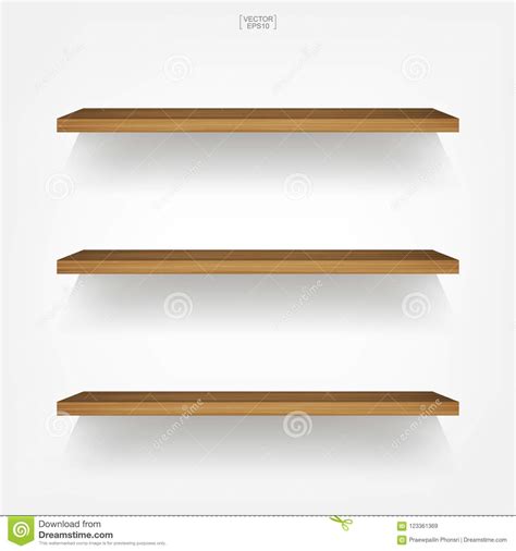 Empty Wood Shelf On White Background With Soft Shadow Stock Vector Illustration Of