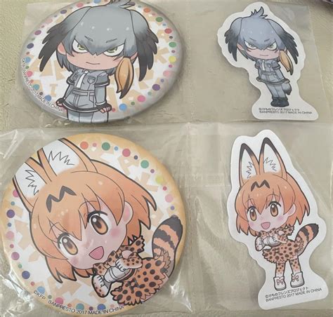 けものフレンズ 缶バッジandステッカー サーバル、ハシビロコウ メルカリ