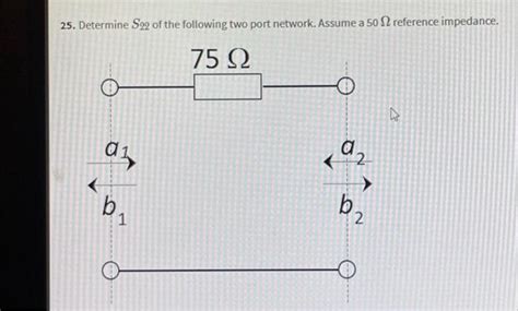 solved 25 determine s22 of the following two port network