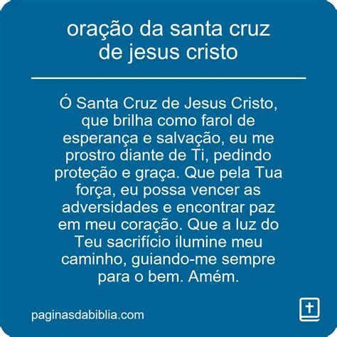 Oração Da Santa Cruz De Jesus Cristo