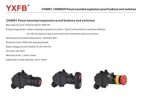Explosion Proof Push Button Switch Atex Waterproof Panel Mounted