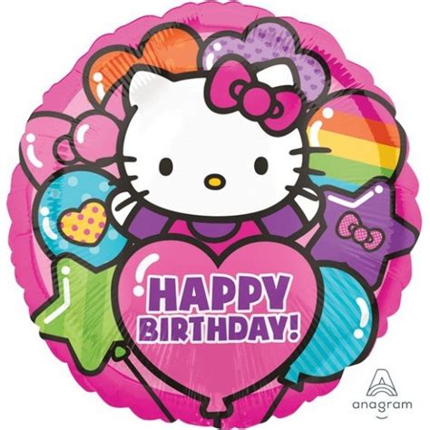 Round Hello Kitty Standard Hx Rainbow Happy Birthday Foil Balloon