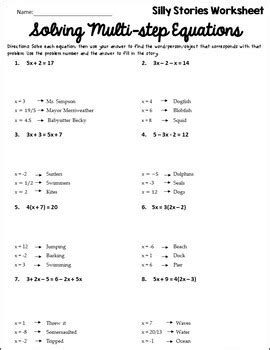 Solving Multi Step Equations Activity Algebra 1 Distance Learning Algebra