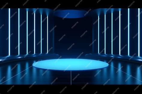 Premium Ai Image A Dark Room With A Circle And Columns