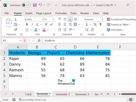 how to sum cells across multiple sheets in excel