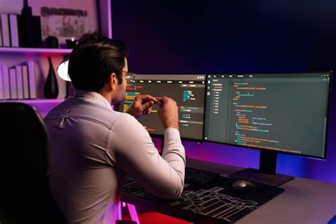 Premium Photo Working Smart It Developer Analyzing Data Software