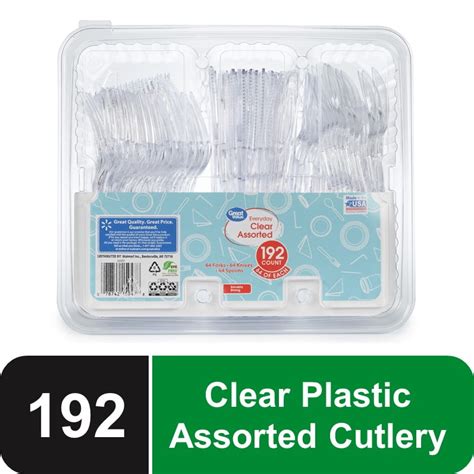 Great Value Premium Assorted Clear Cutlery 192 Count Walmart