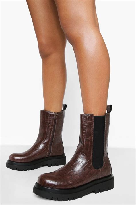 Croc Chunky Chelsea Boots Boohoo