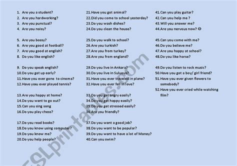 English Worksheets Yes No