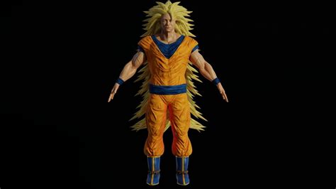3D Model Goku Super Saiyan 3 VR AR Low Poly CGTrader