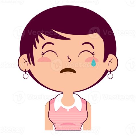 Girl Crying And Scared Face Cartoon Cute 23435306 Png
