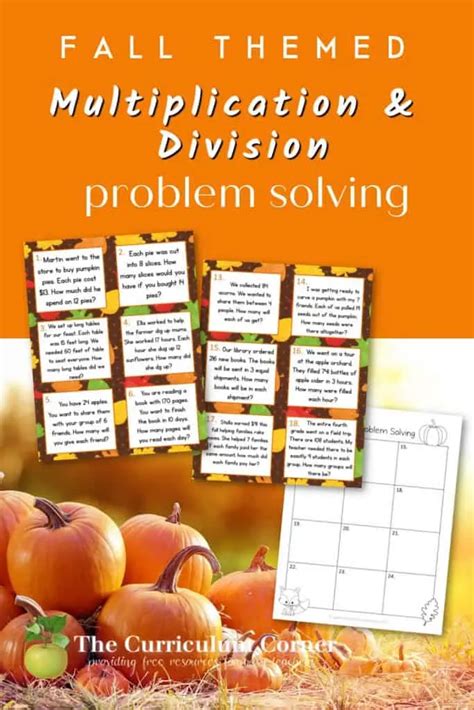 Fall Problem Solving Mult And Div Cards The Curriculum Corner 4 5 6