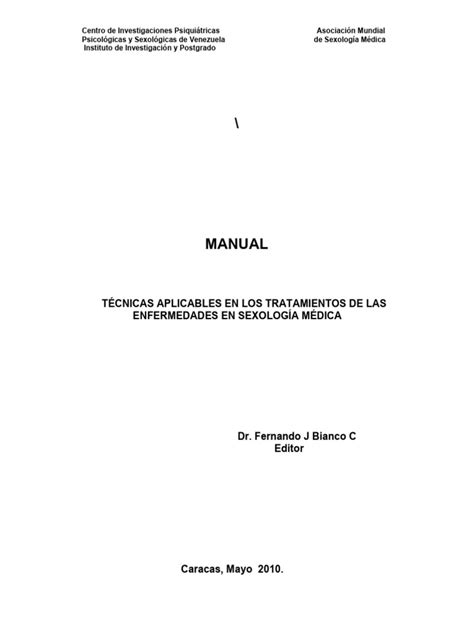 Manual Técnicas De Sexología Pdf Ansiedad Sexología