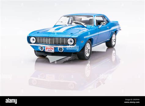 Fast Furious Yenko Camaro SYC Model Car Front View White Background With Reflection