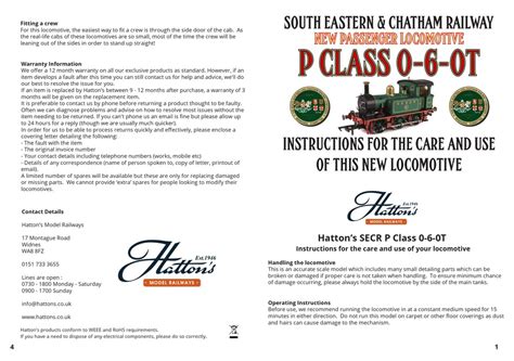 Hattons Secr P Class 0 6 0t Instructions For Care And Use Pdf Download