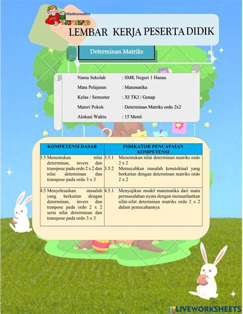 Determinan Matr Free Interactive Worksheets 2273233