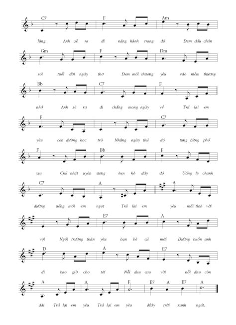 Trả Lại Em Yêu Piano Sheet Phạm Duy Tải Sheet Nhạc Free