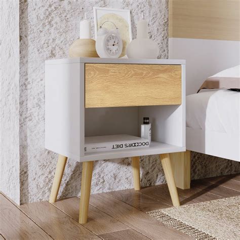 Flieks Nachttisch 1 St Nachtschrank Beistelltisch Massivholz 443356cm