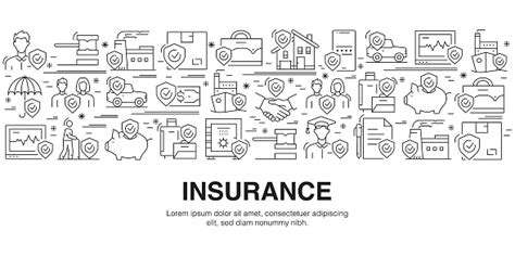 보험 벡터 스타일의 얇은 선 아이콘 아이콘 인포 그래픽 모바일 및 웹 등을위한 준비된 템플릿 보험에 대한 스톡 벡터 아트 및 기타 이미지 Istock