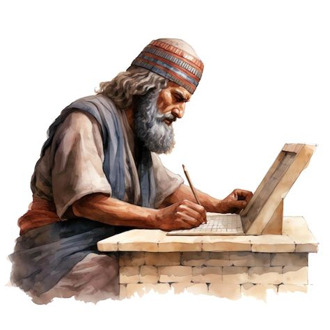 Ancient Mesopotamian Scribe Writing On Clay Tablet Illustration