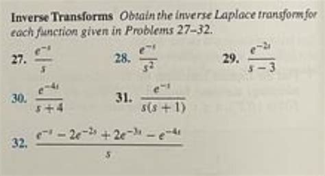 Solved I Need Help With 2830and 31inverse Transforms